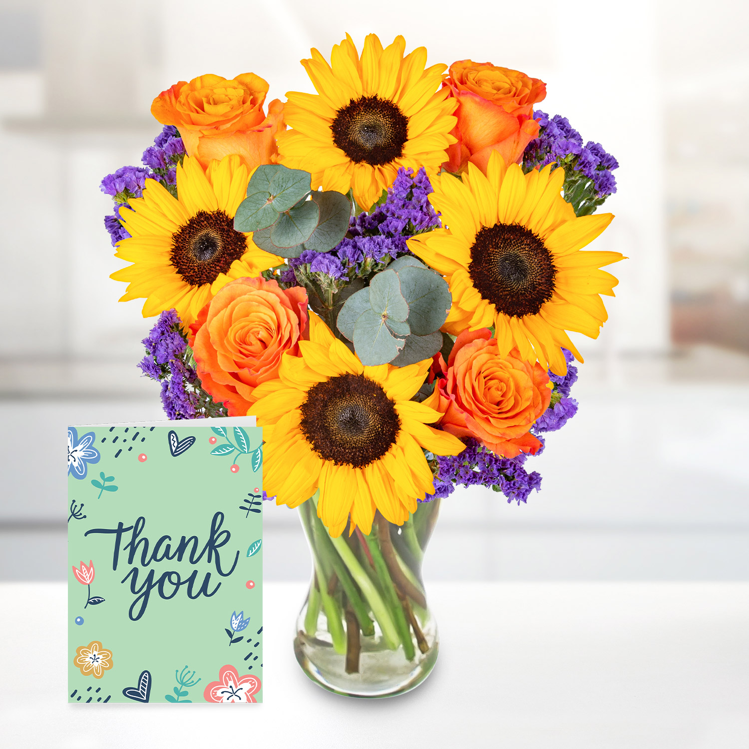 Sunflower Surprise with Thank You Card | B&M Flowers