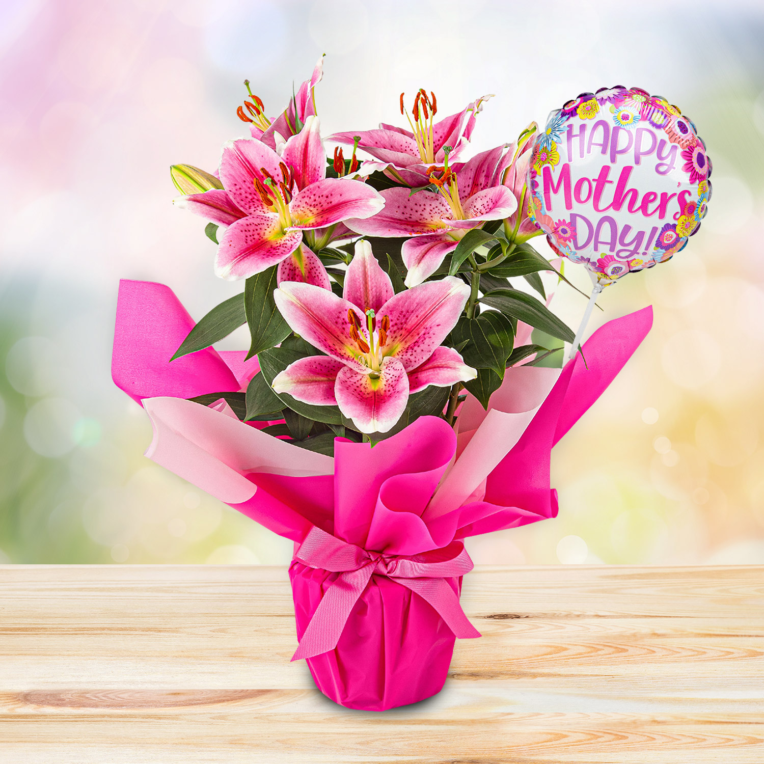 Enchanted Lily & Balloon Gift | B&M Flowers