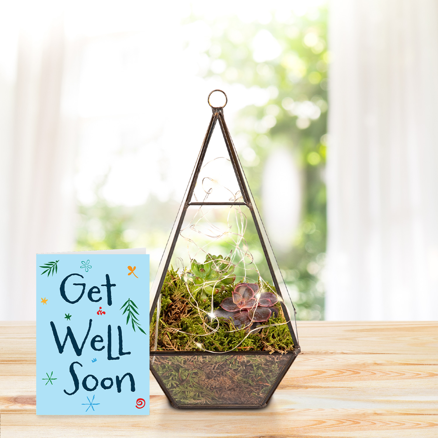 Earthly Eden Terrarium with Get Well Soon Card | B&M Flowers